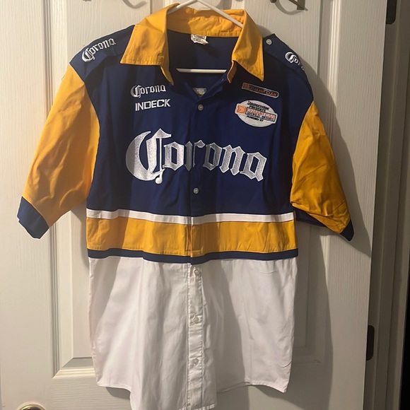 Corona | Shirts | Corona Racing Button Down Shirt Yellow Blue White ...